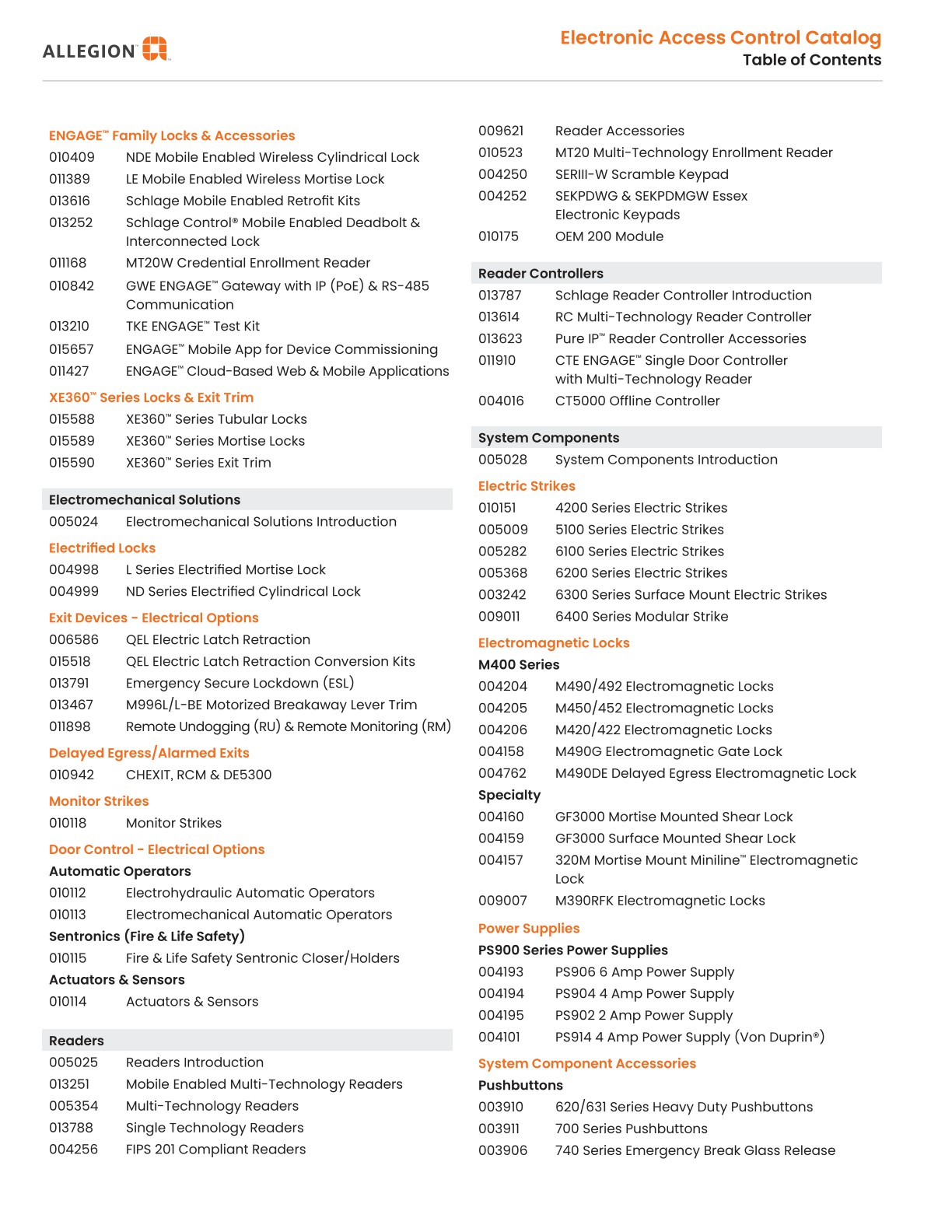Allegion EAC Catalog