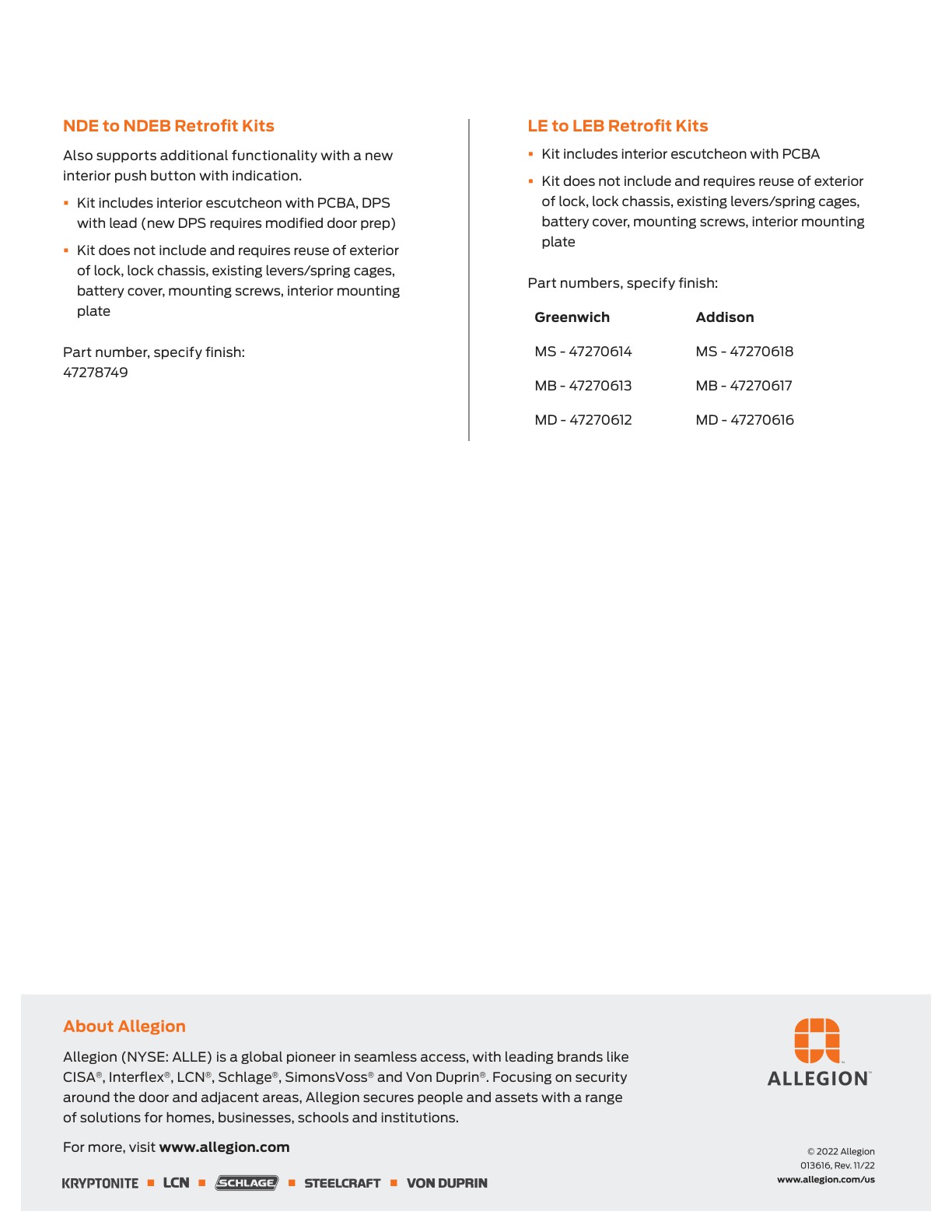 Allegion EAC Catalog
