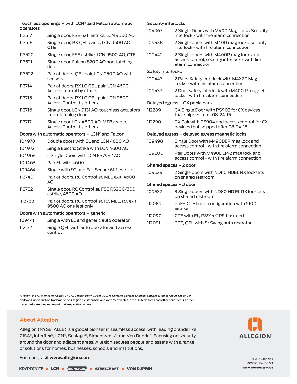 Allegion EAC Catalog