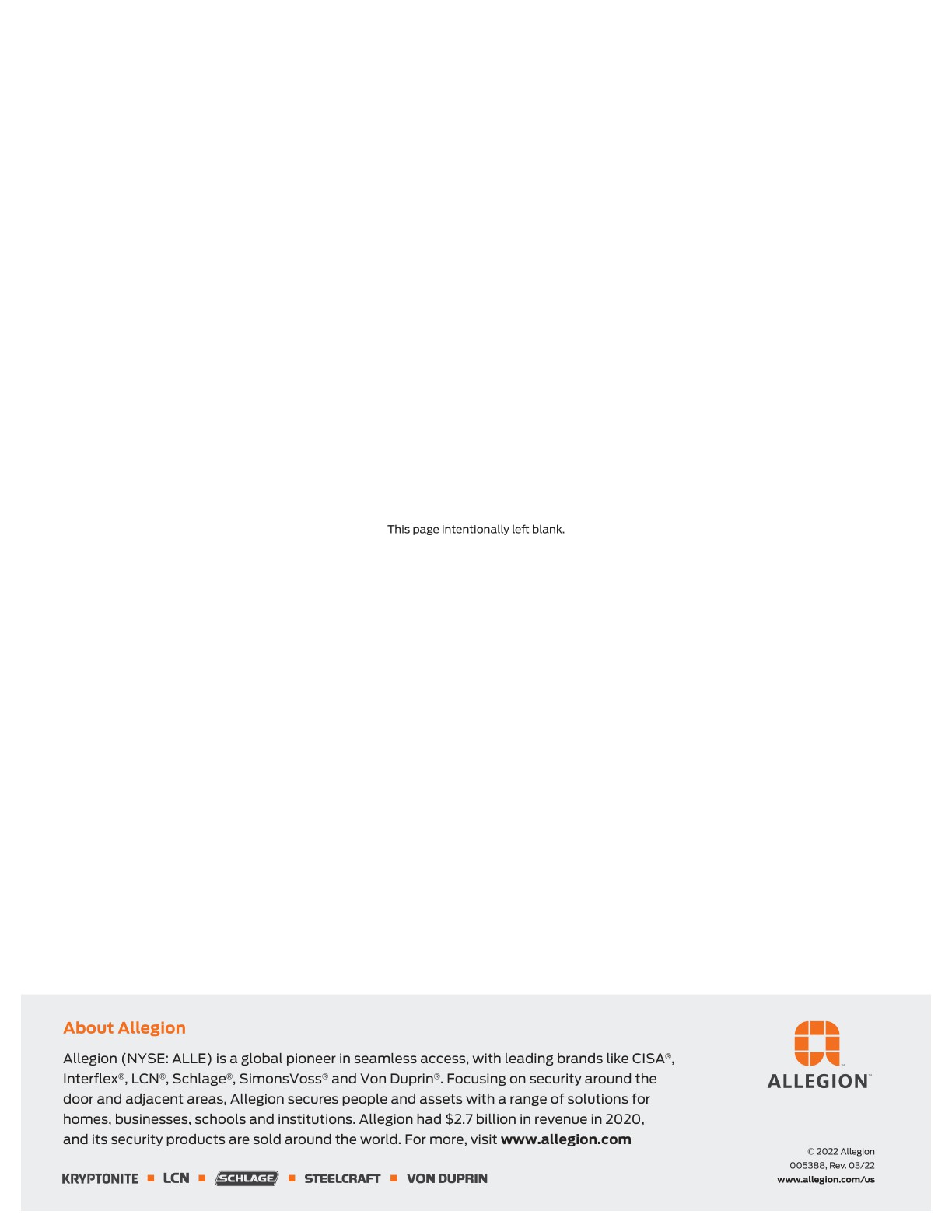 Allegion EAC Catalog