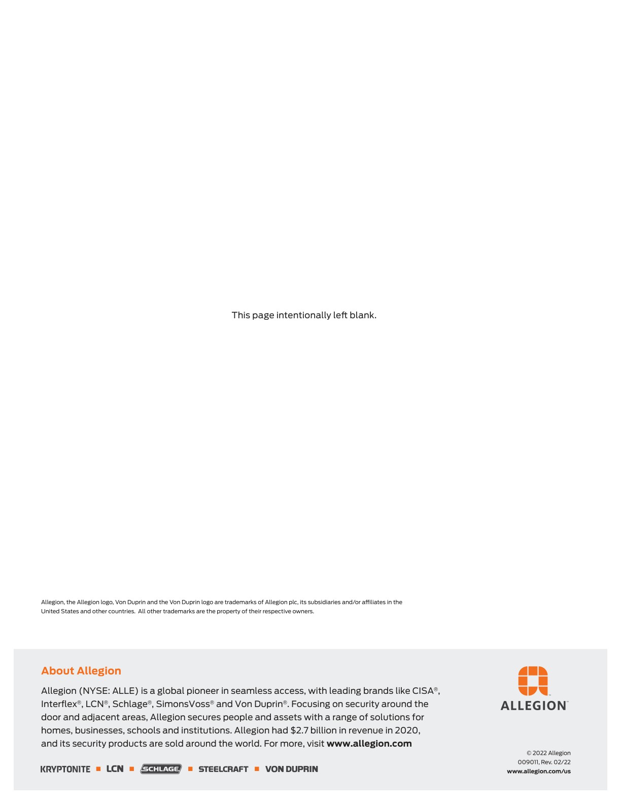 Allegion EAC Catalog