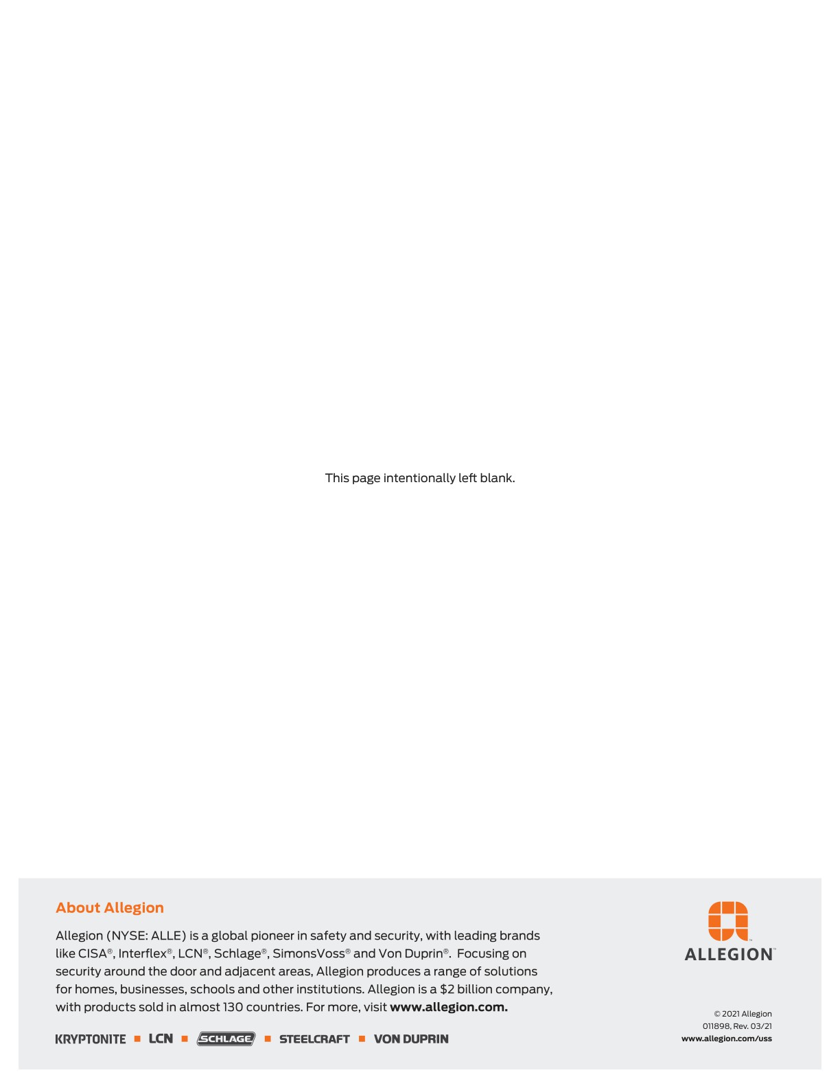 Allegion EAC Catalog