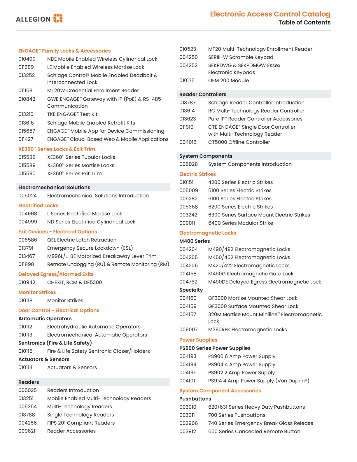 Allegion EAC Catalog