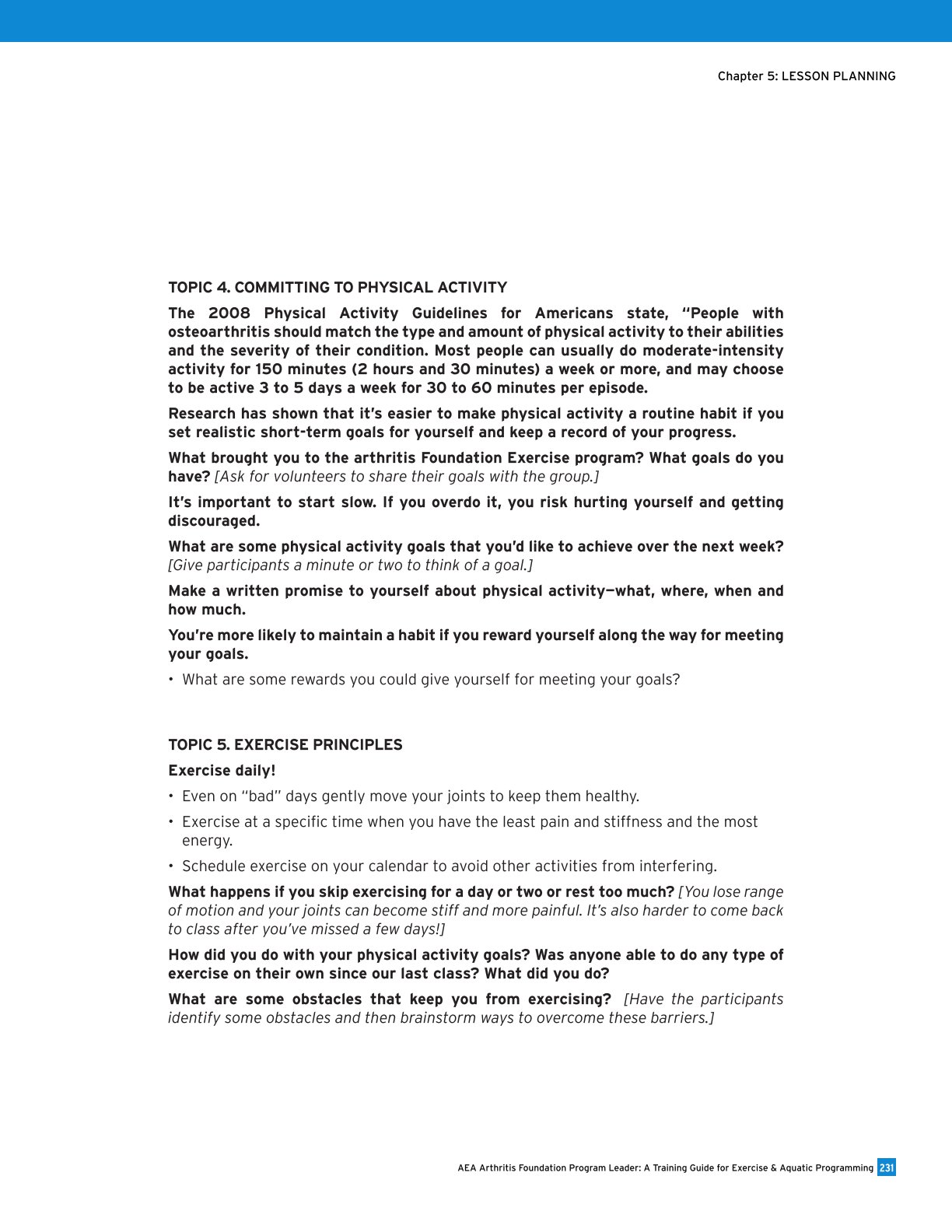 AEA Arthritis Foundation Program Leader: A Training Guide for Exercise ...