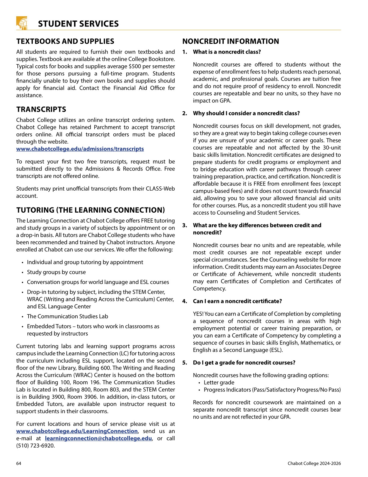 2024-2026 Chabot College Catalog