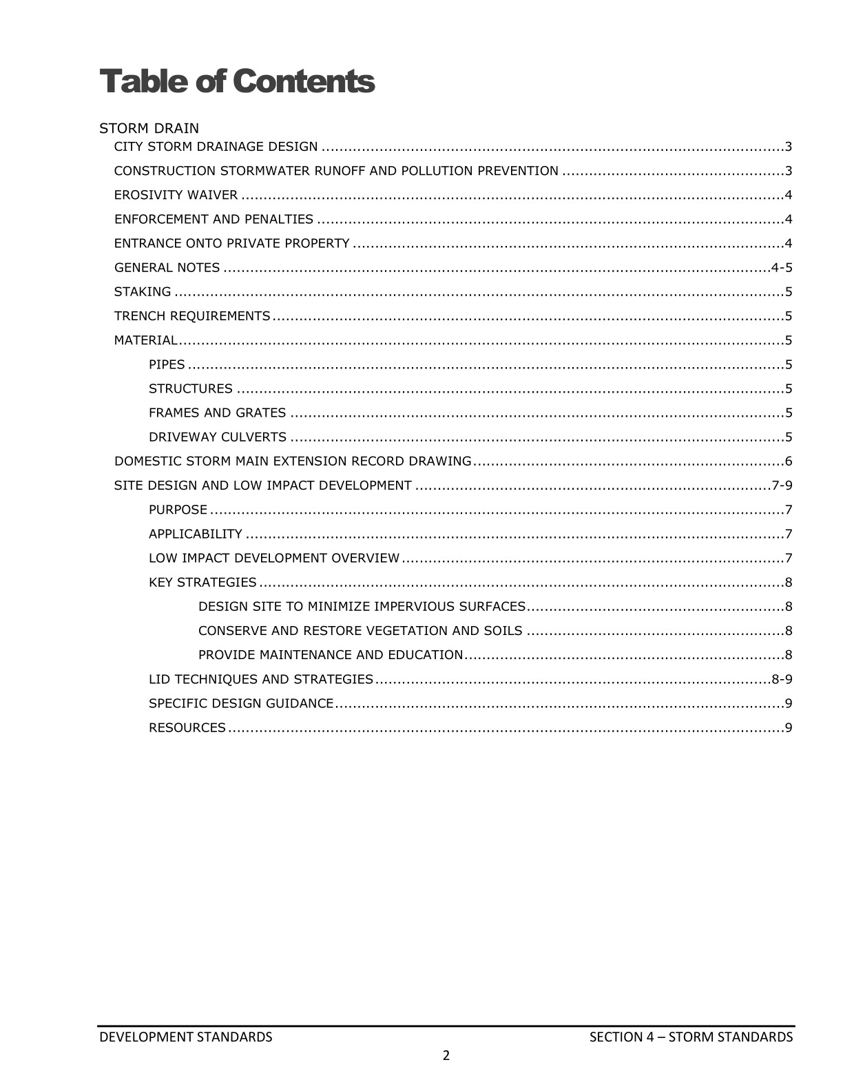 Public Works Development Standards