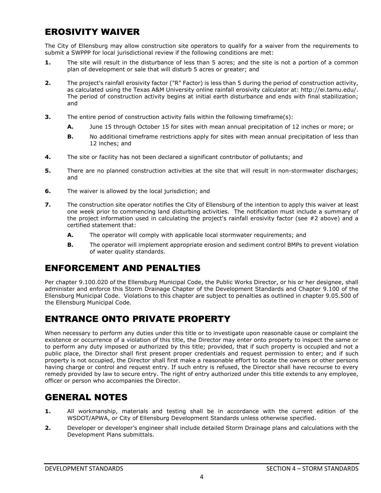 Public Works Development Standards