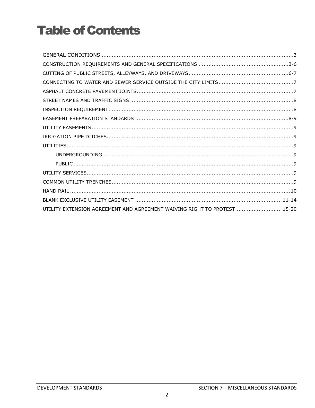 Public Works Development Standards
