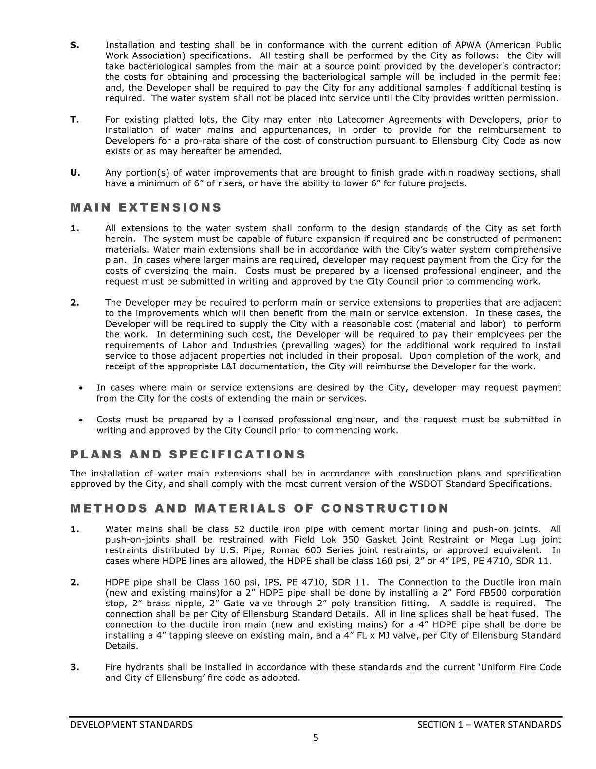Public Works Development Standards