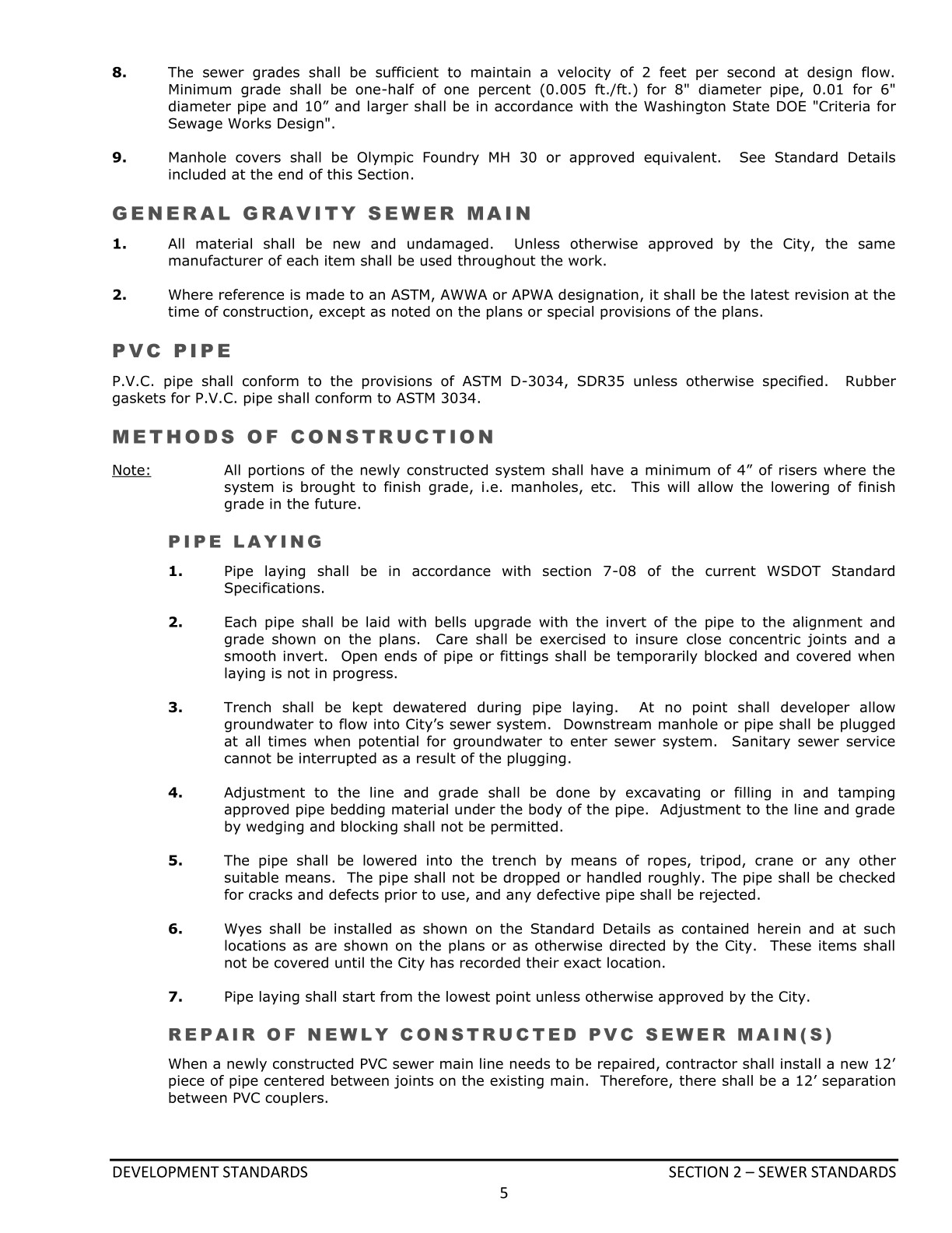 Public Works Development Standards