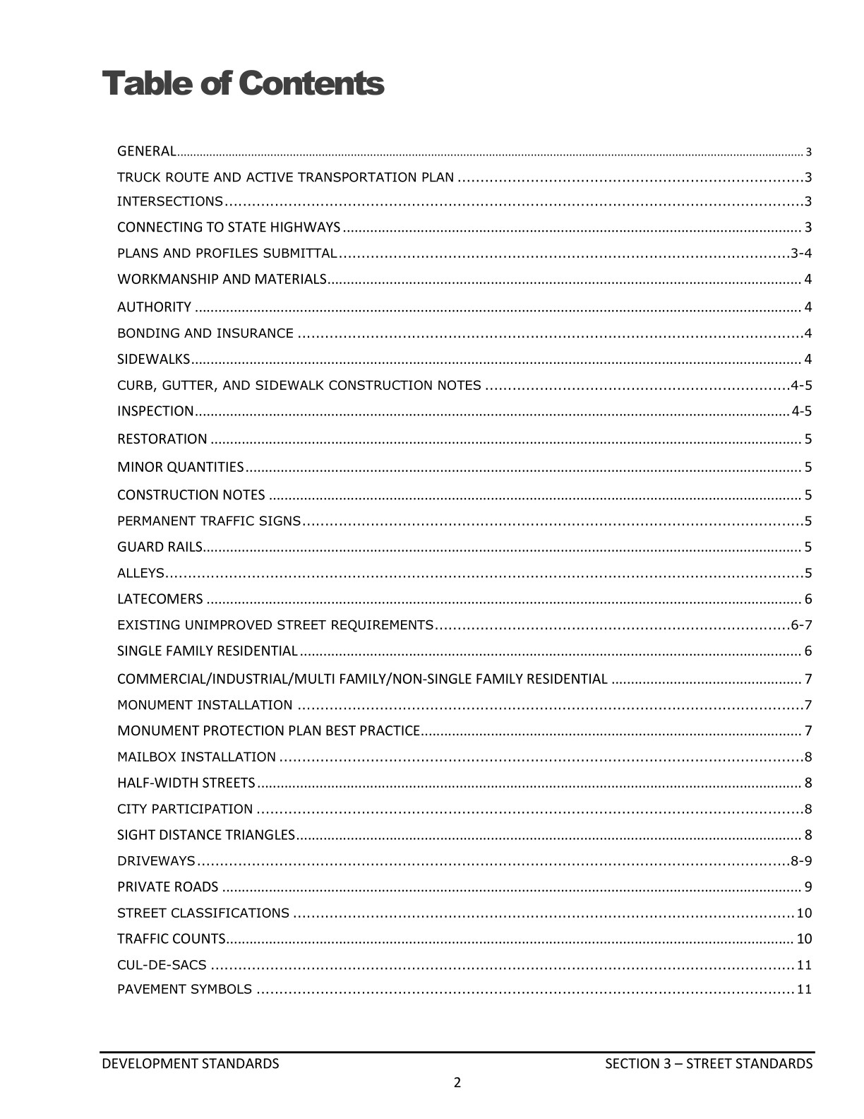 Public Works Development Standards
