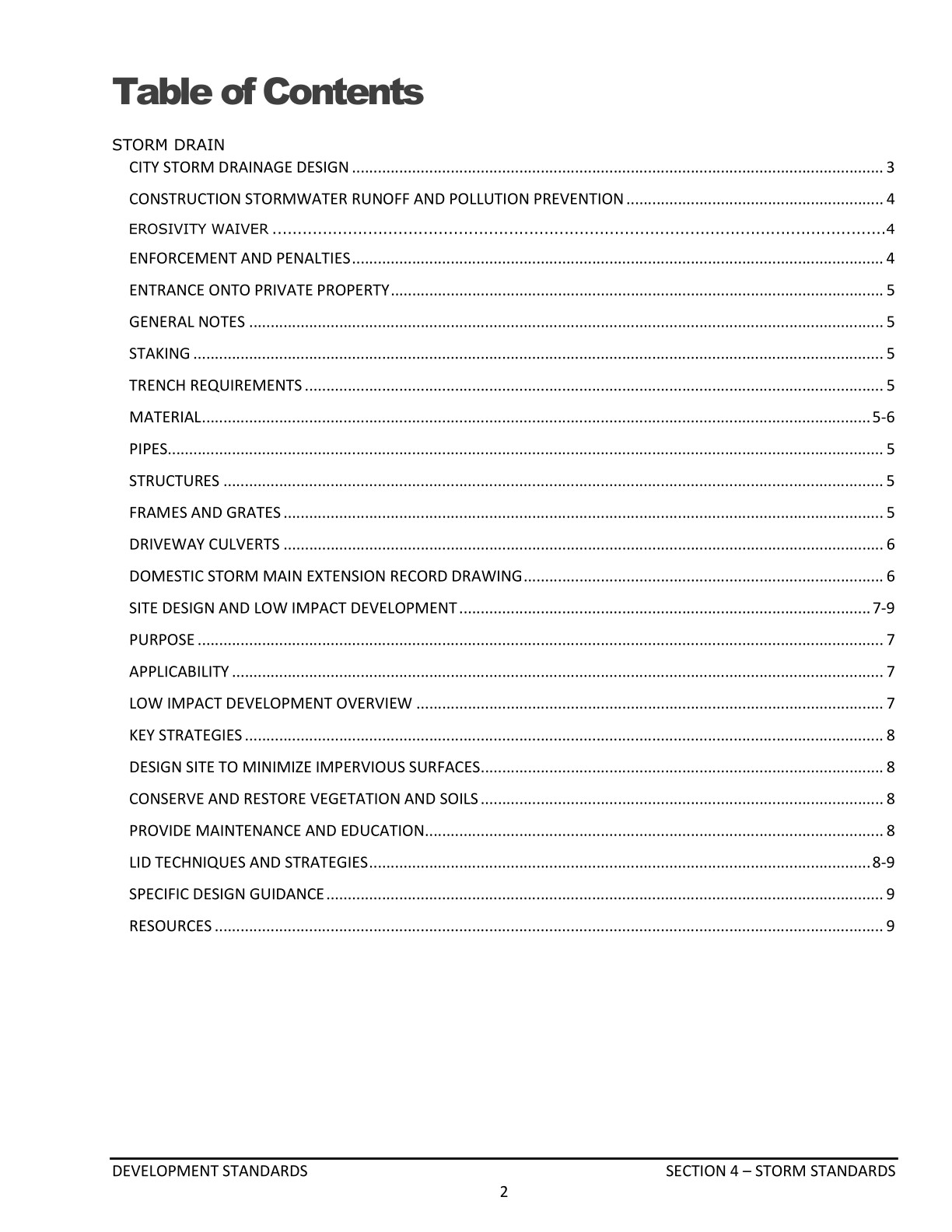 Public Works Development Standards