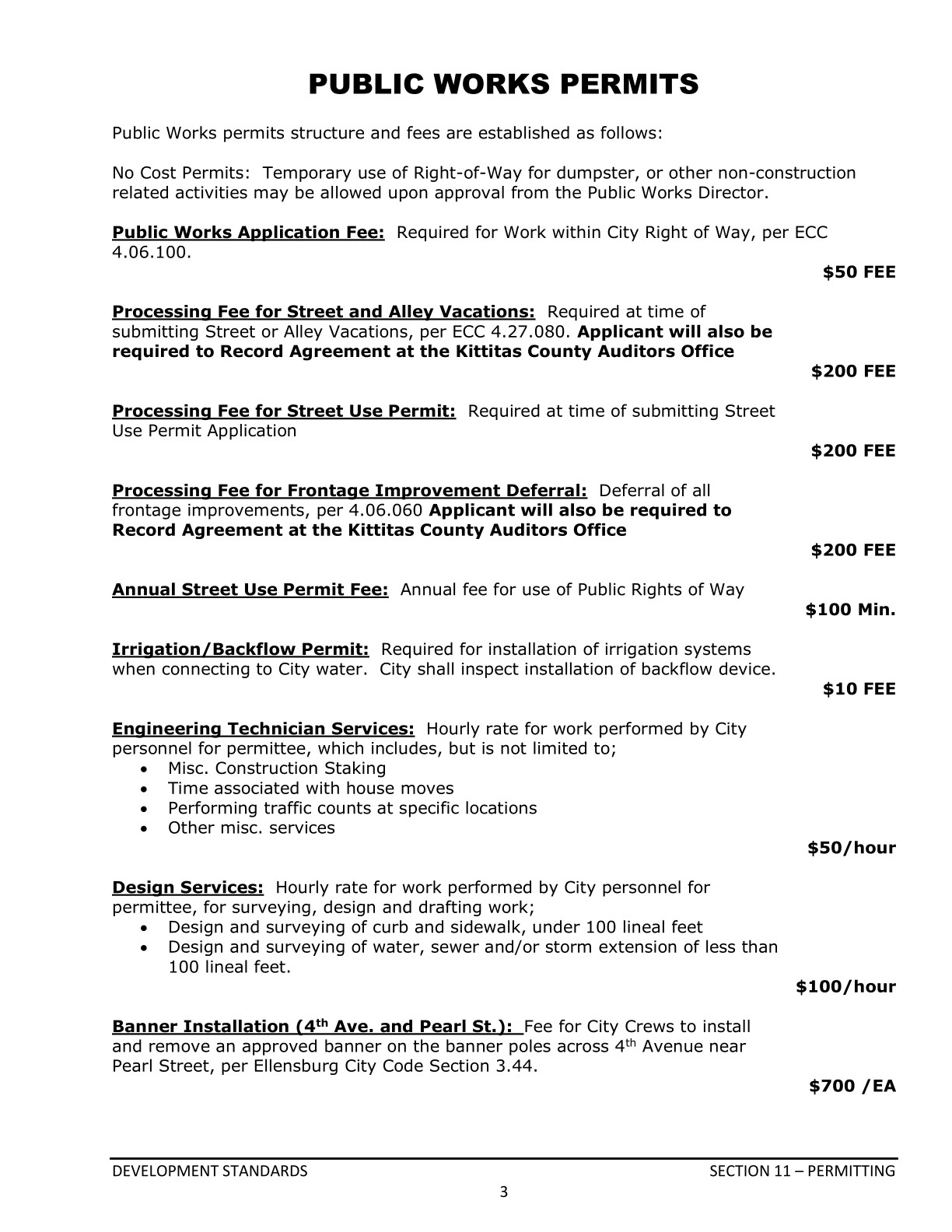 Public Works Development Standards