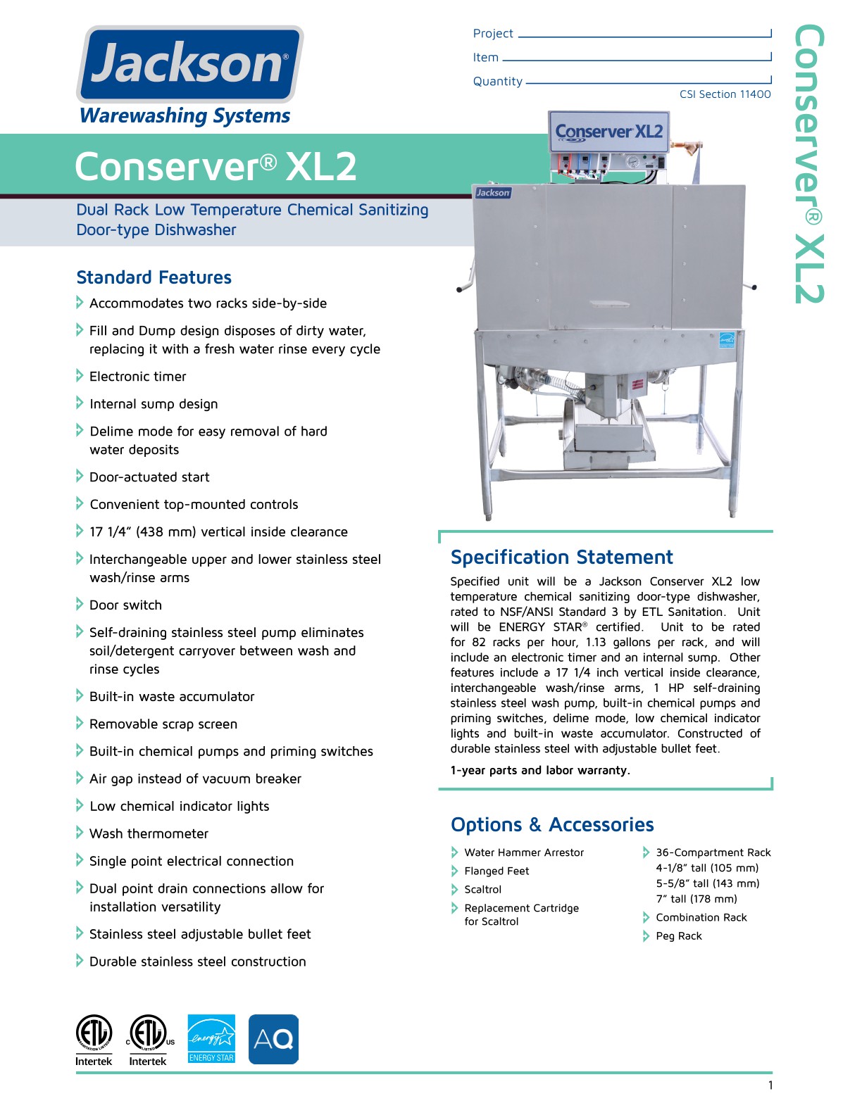 Conserver XL2 Spec Sheet