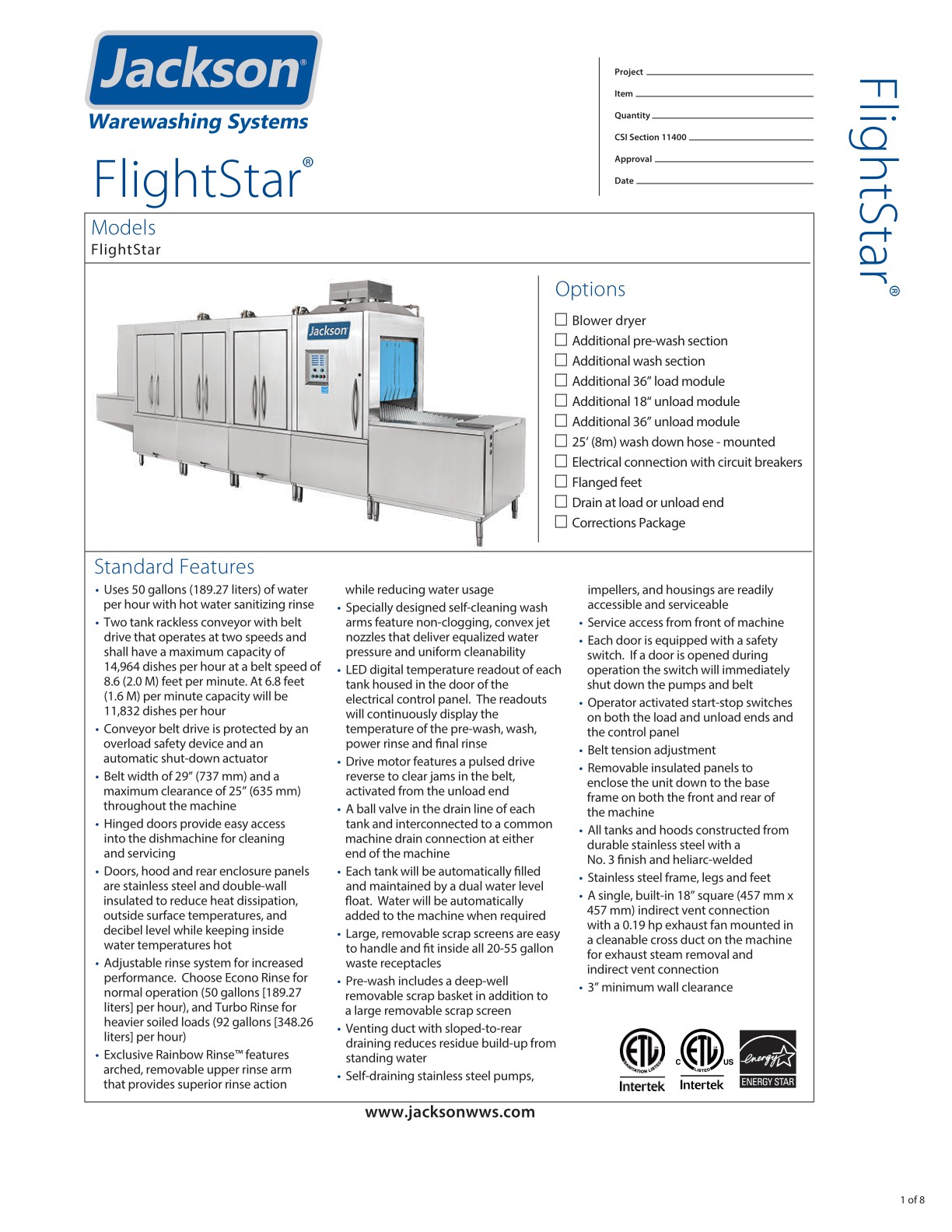 FlightStar Spec Sheet