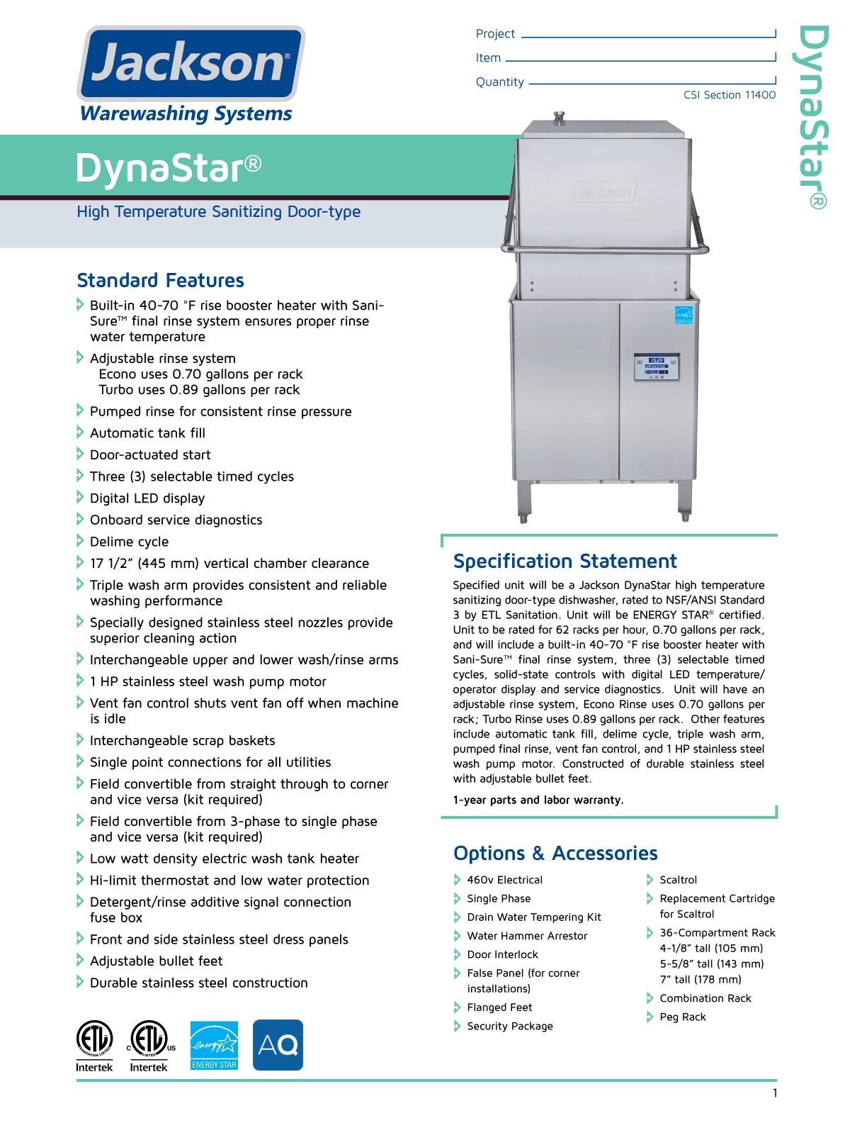 DynaStar Spec Sheet