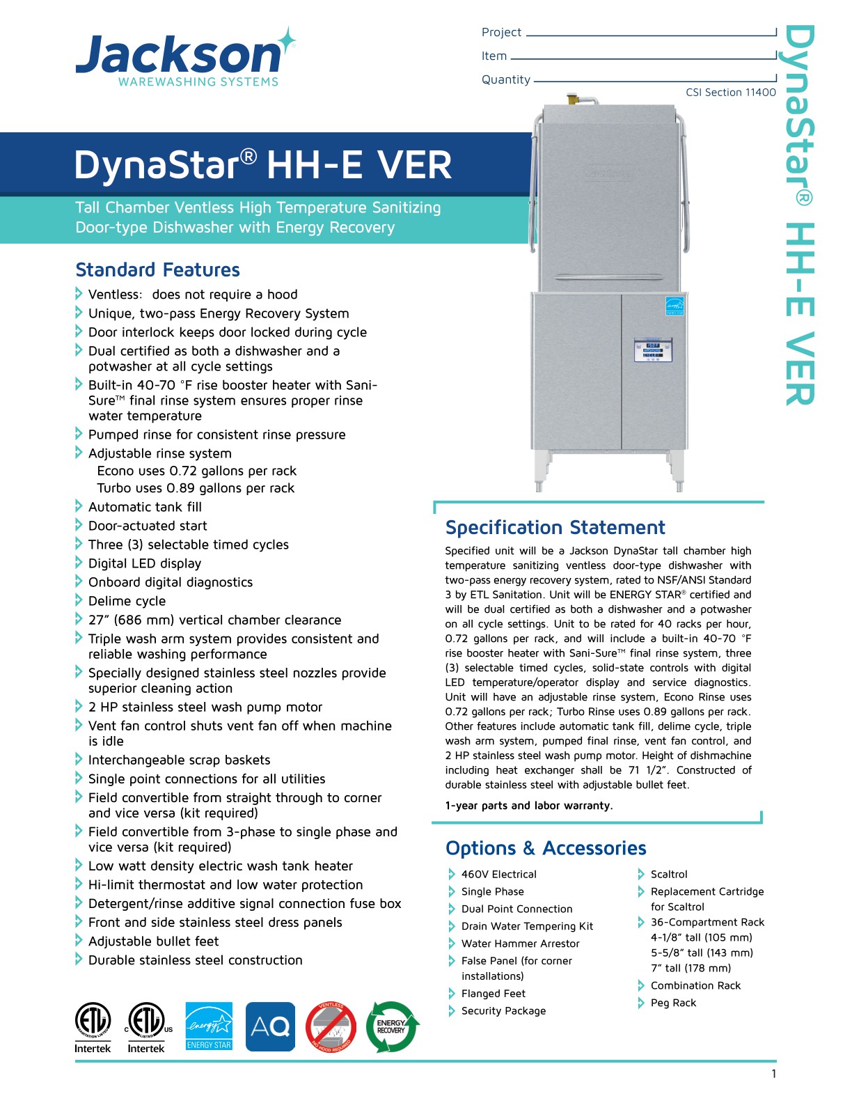 DynaStar HH-E VER Spec Sheet