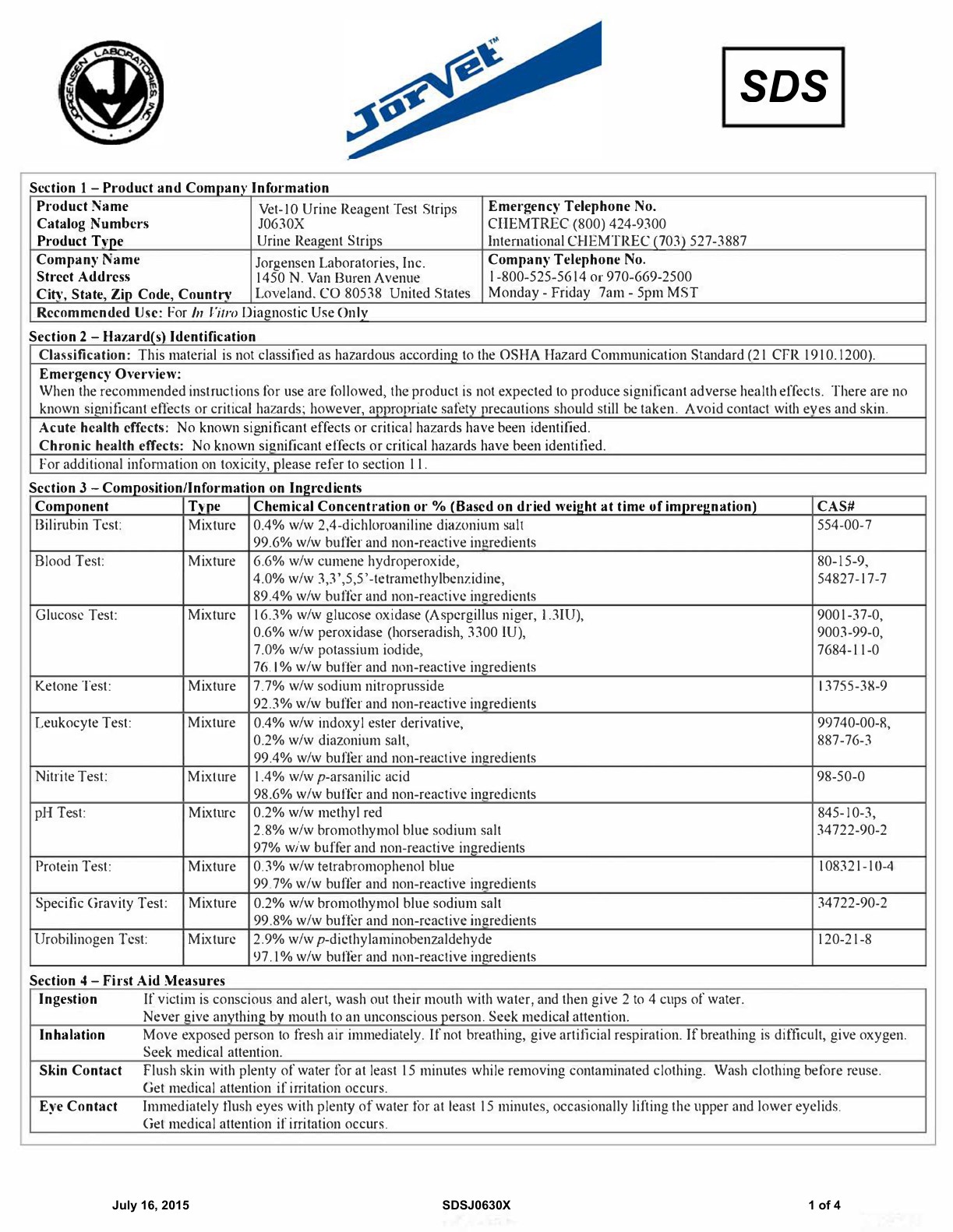 Vet-10 Urine Reagent Test Strip – SDSJ0630X 1