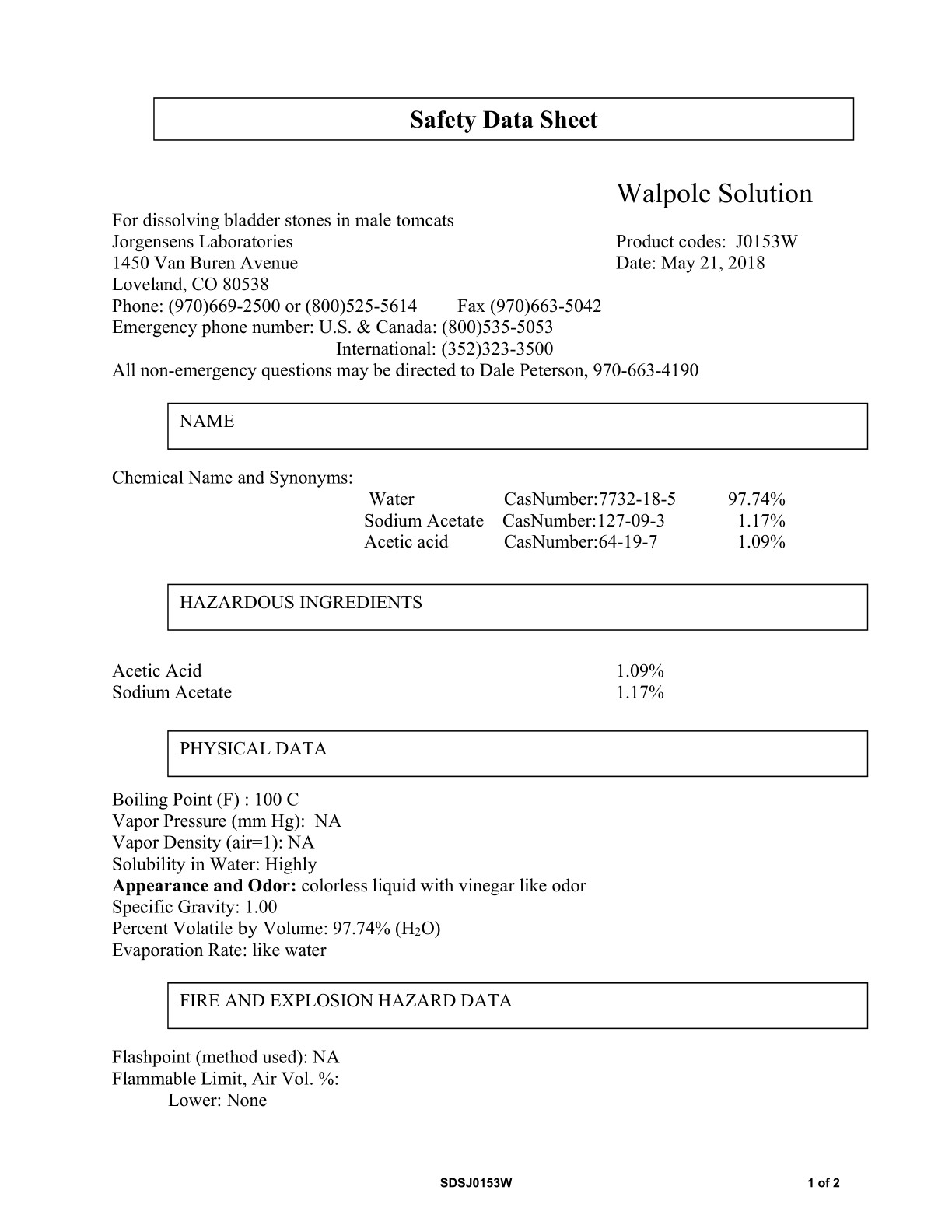 Walpole Solution – SDSJ0153W-1