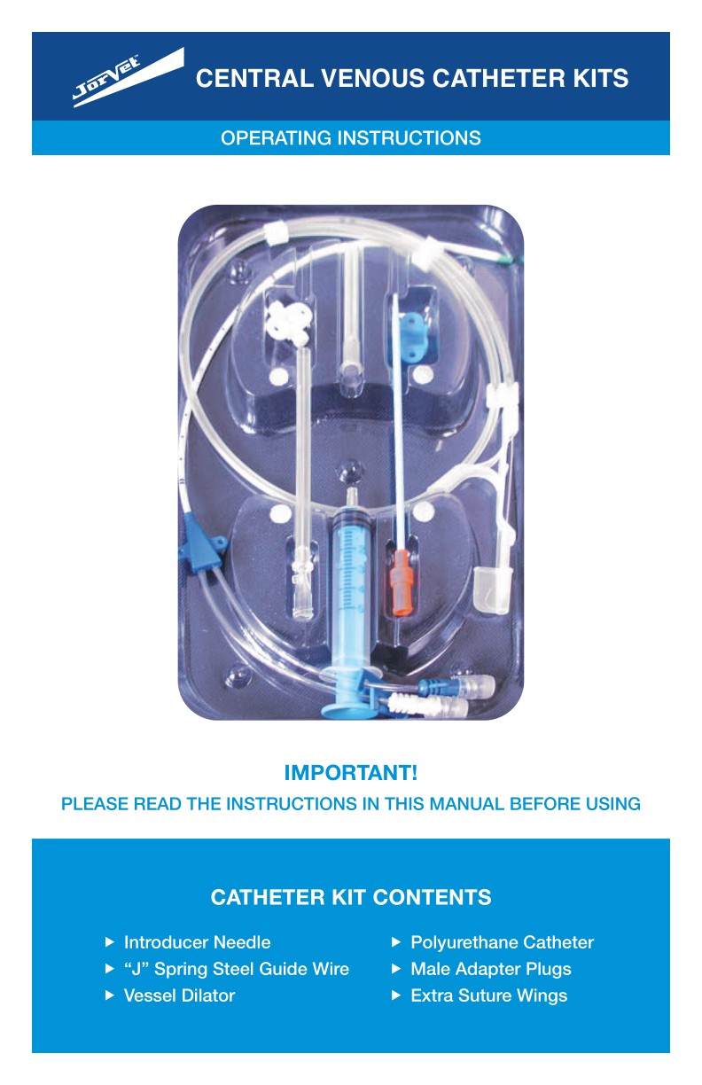 Central Venous Catheter Kits Operating Instructions – J1040, 41, 42, 43 ...