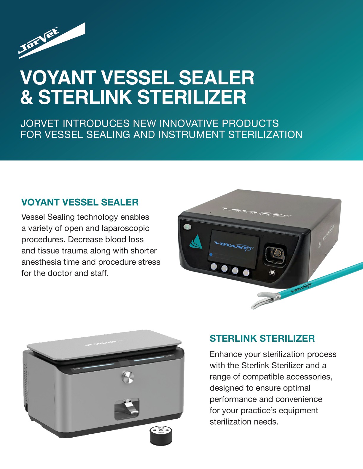 Voyant Vessel Sealer & Sterilink Sterilizer Literature – LITJ1751 J1752