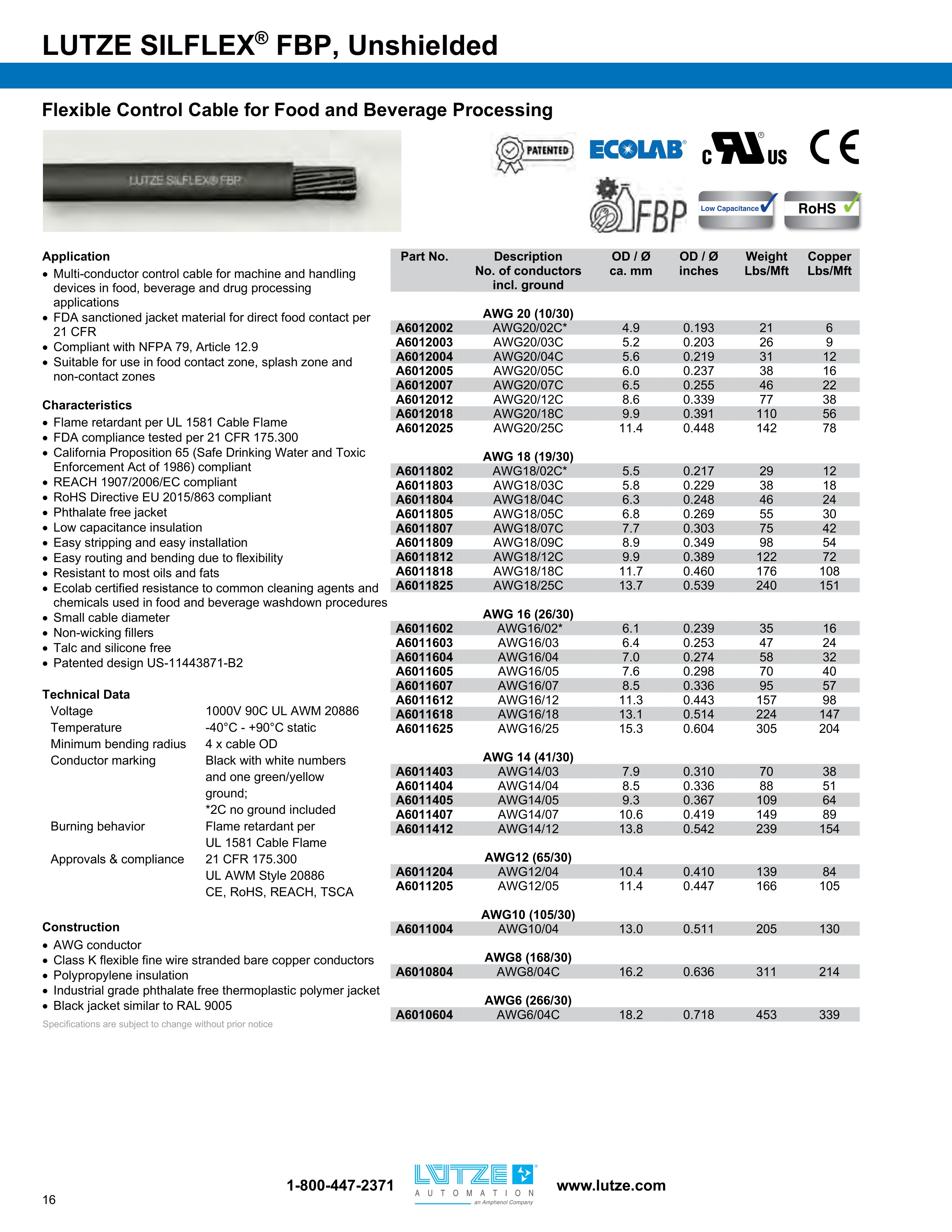 LUTZE Cable Solutions Catalog for Industrial Automation