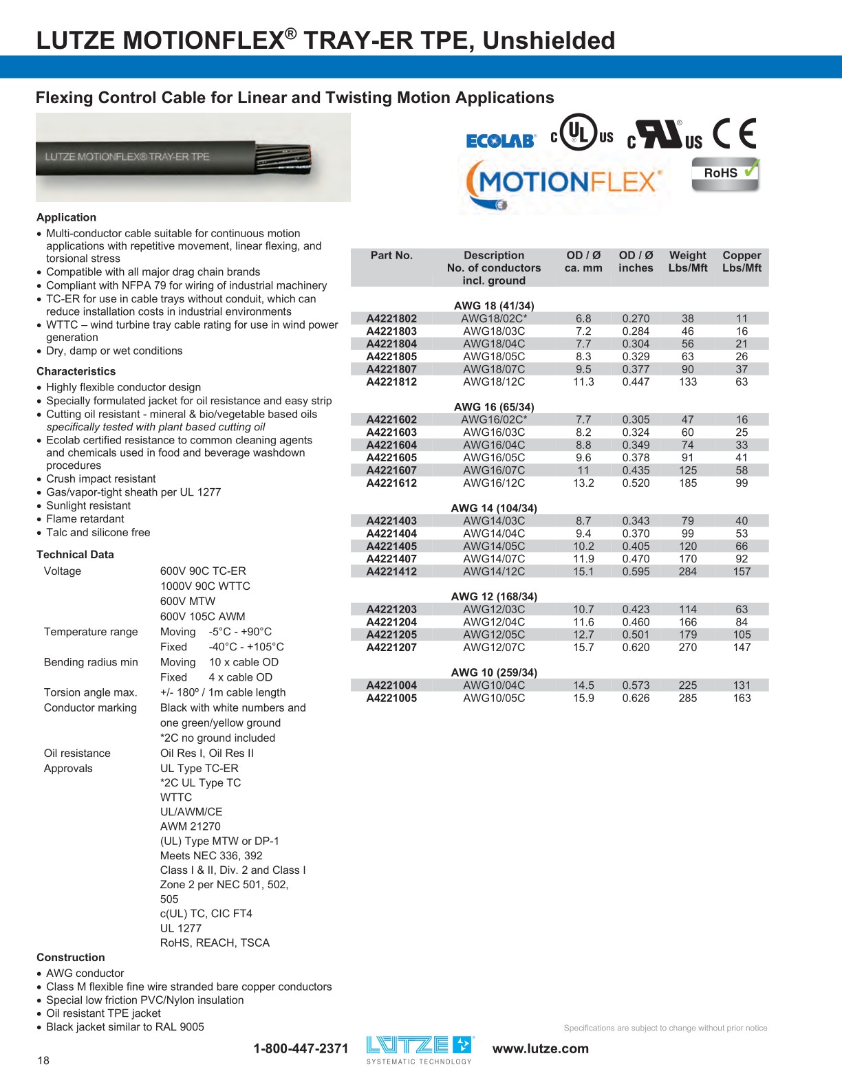 LUTZE Cable Solutions Catalog for Industrial Automation