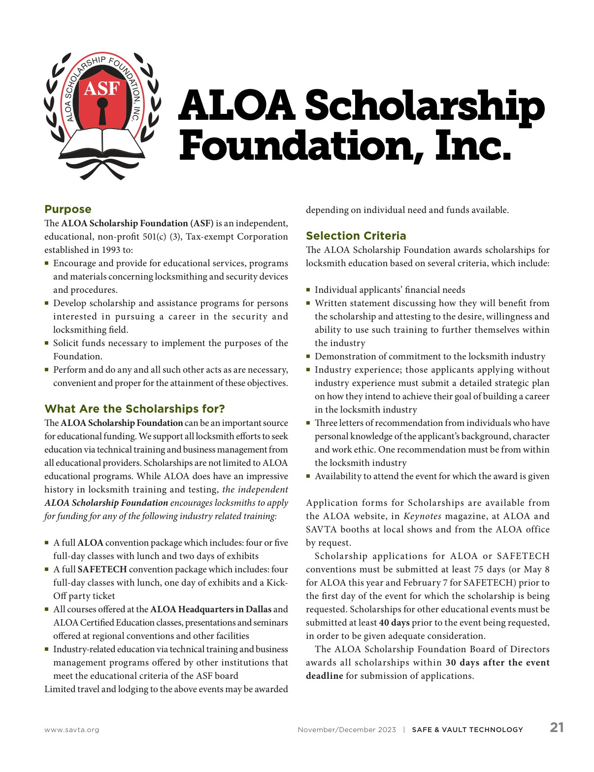 Safe & Vault Technology November/December 2023