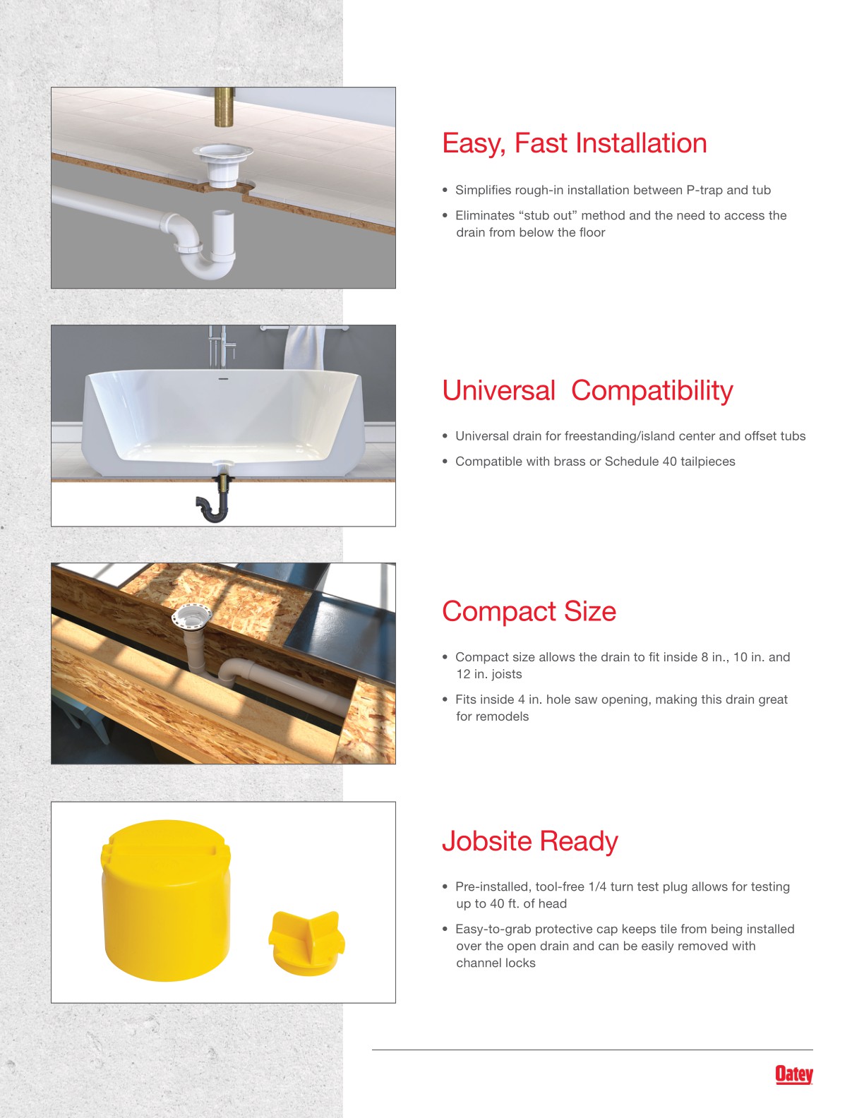 QD Freestanding Tub Drain