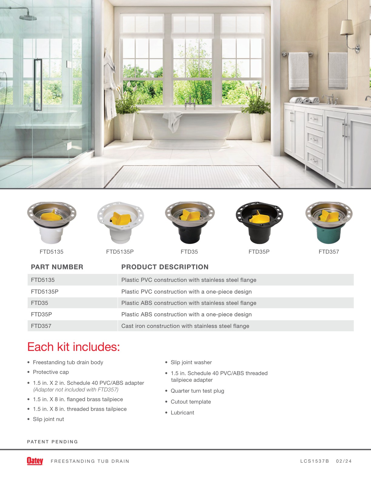 QD Freestanding Tub Drain