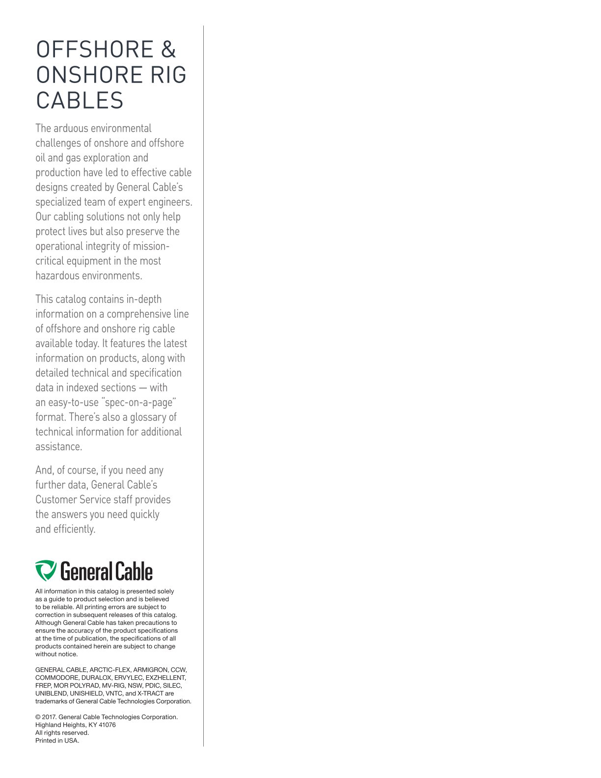 Offshore & Onshore RIG Cable