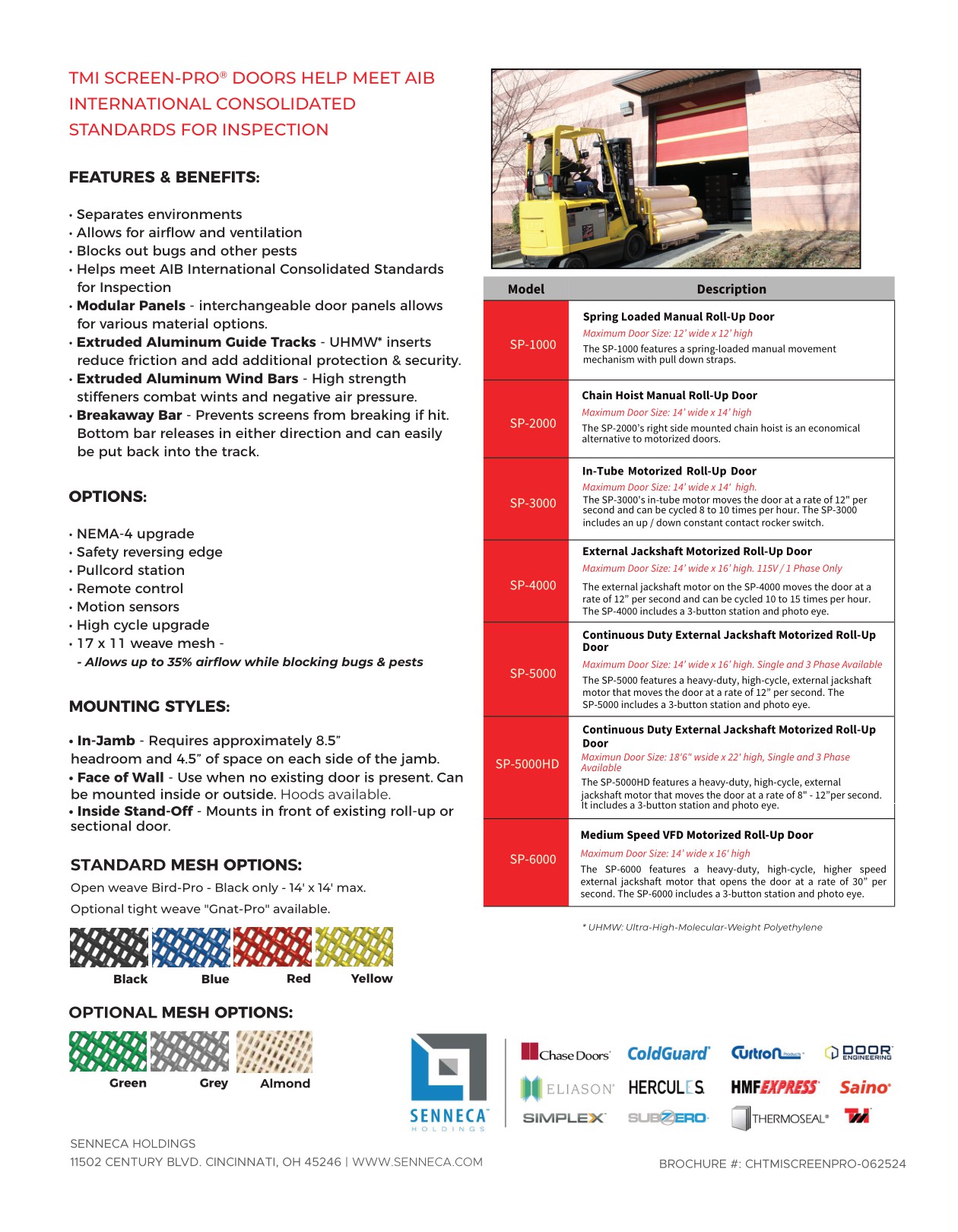 Chase TMI Screen-Pro Roll-Up Door Sales Sheet