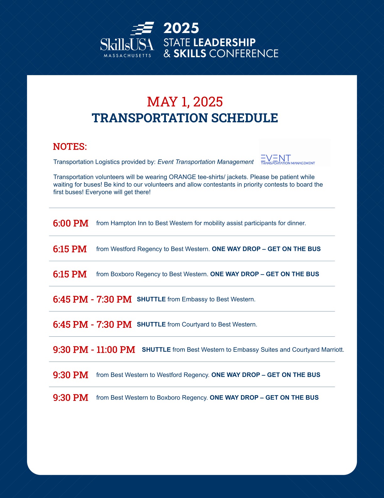 Transportation Schedule